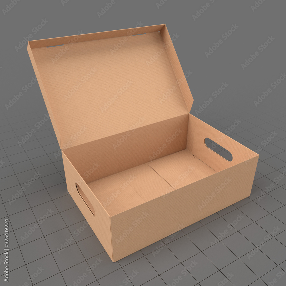 Open cardboard shoe box Stock 3D asset | Adobe Stock