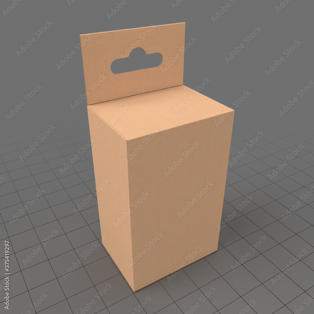 Retail hanging cardboard box 1 Stock 3D asset | Adobe Stock