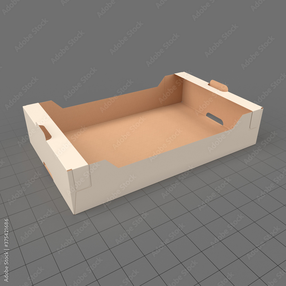 Retail cardboard tray box 1 Stock 3D asset | Adobe Stock