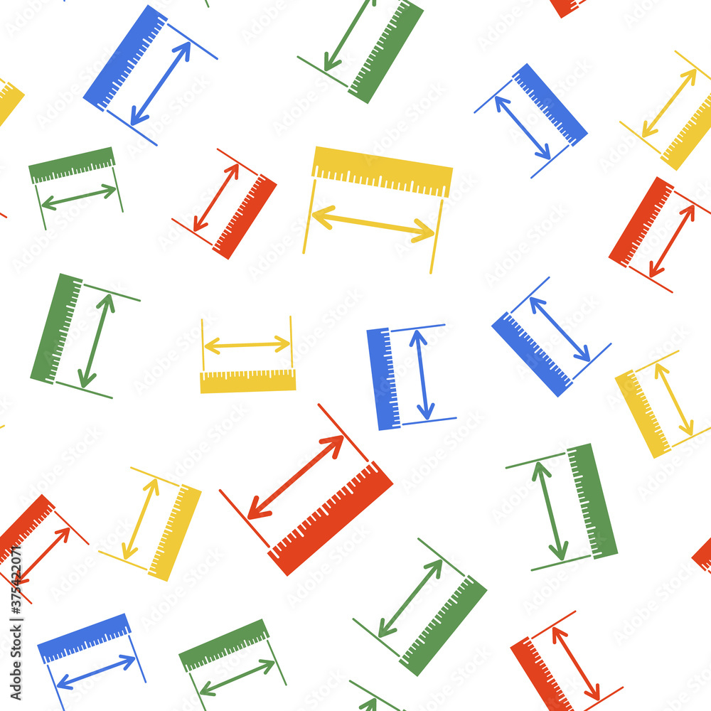 Color The measuring height and length icon isolated seamless pattern on ...