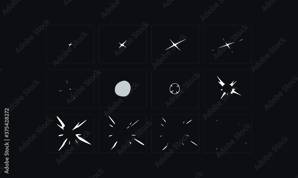 Shine fx animation frame. Shine effect for video games, cartoon ...