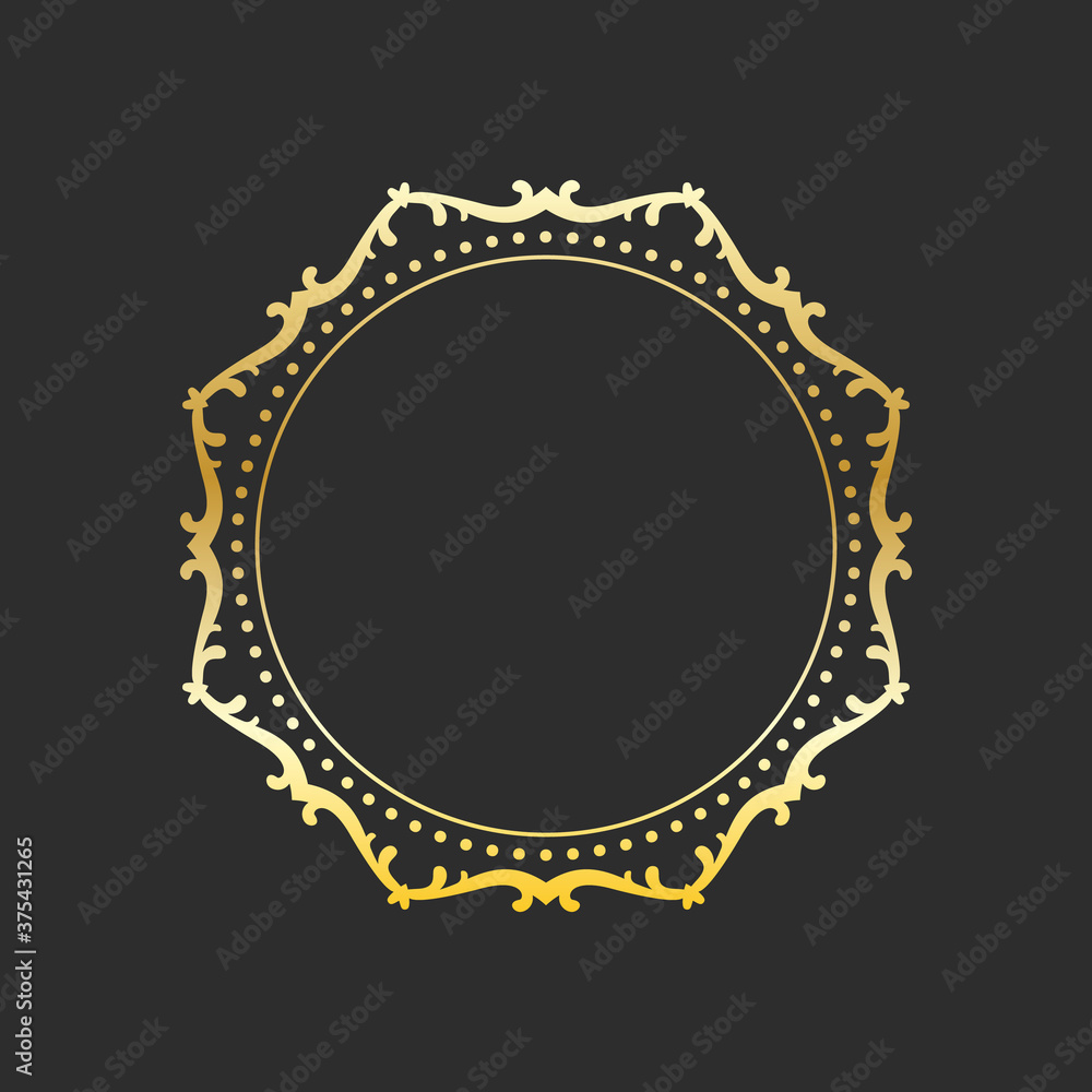 Circle gold frame, Elegant element for design template with place for ...