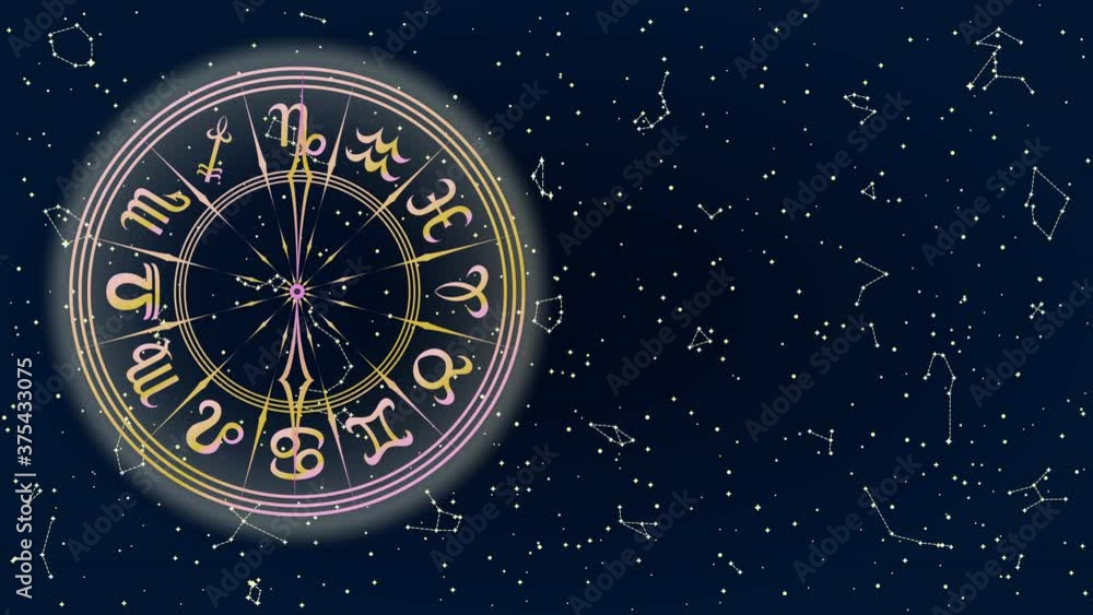 Animated Round Frame with Zodiac Sign. Animated Horoscope Symbol and ...