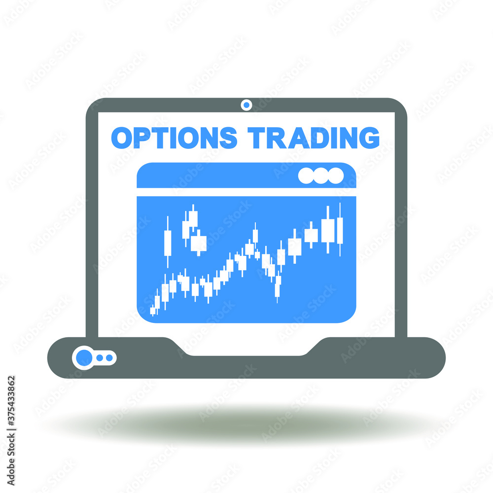 Laptop website candlestick chart options trading icon vector. Option ...