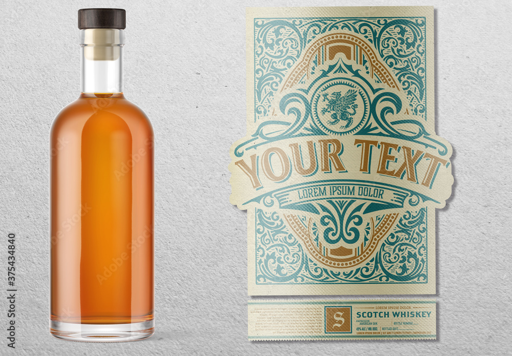 Vintage Whiskey Label Packaging Layout Stock Template | Adobe Stock