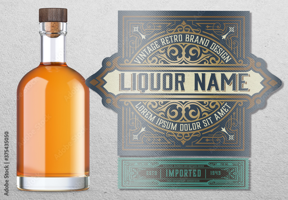 Vintage Whiskey Label Packaging Layout Stock Template | Adobe Stock