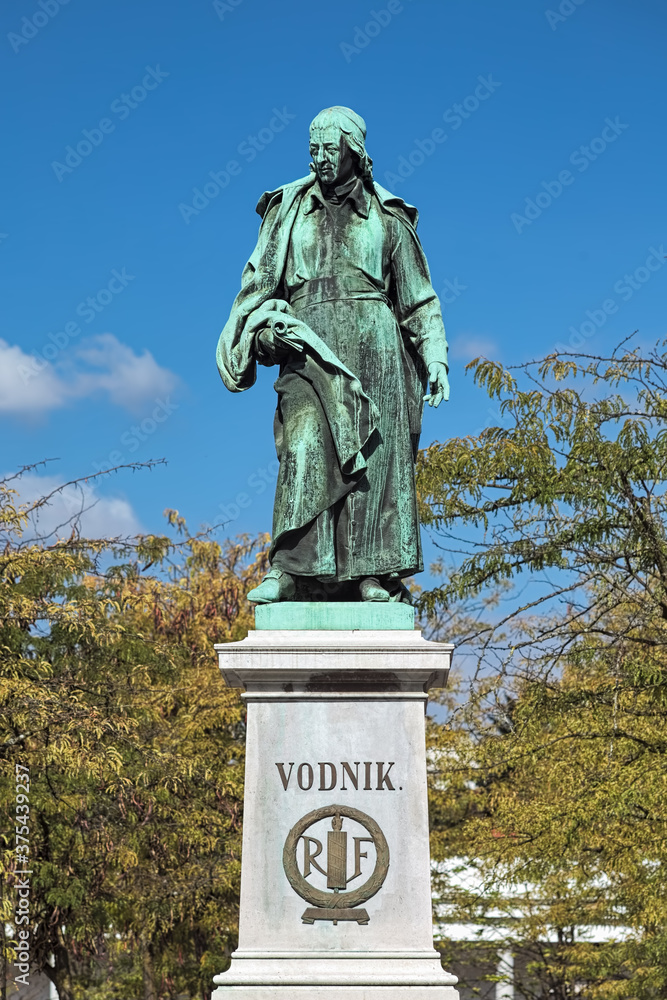 Ljubljana, Slovenia. Monument to priest, poet and journalist Valentin ...