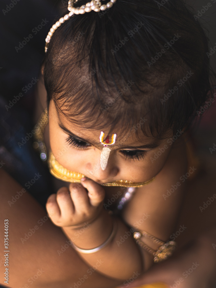 Cute baby dressed up like lord krishna/gopal in the occasion of ...