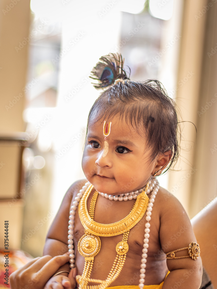 Cute baby dressed up like lord krishna/gopal in the occasion of ...