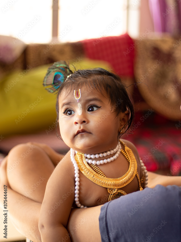 Cute baby dressed up like lord krishna/gopal in the occasion of ...