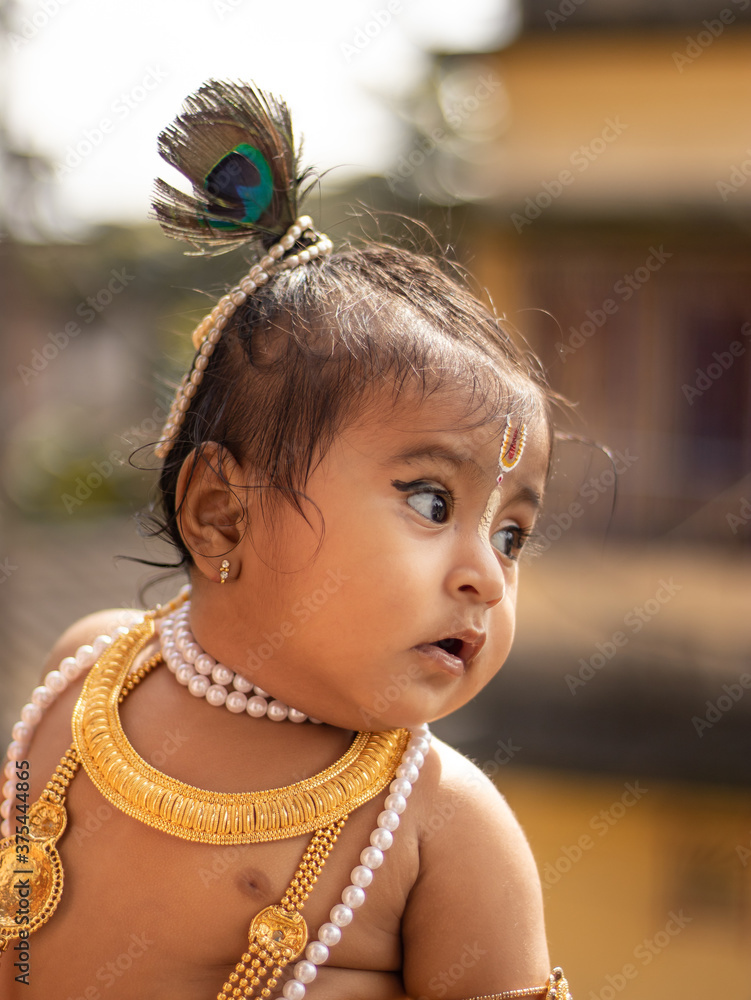 Cute baby dressed up like lord krishna/gopal in the occasion of ...