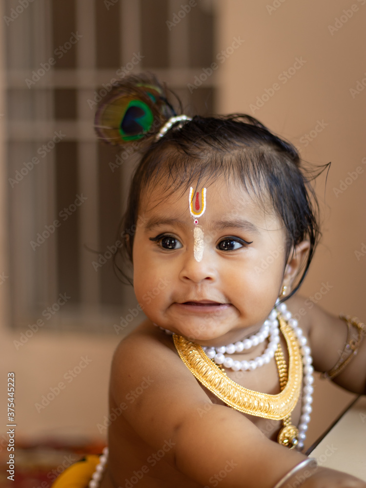 Cute baby dressed up like lord krishna/gopal in the occasion of ...