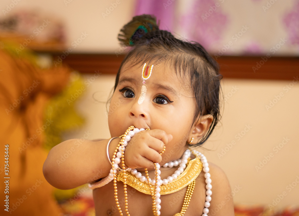 Cute baby dressed up like lord krishna/gopal in the occasion of ...