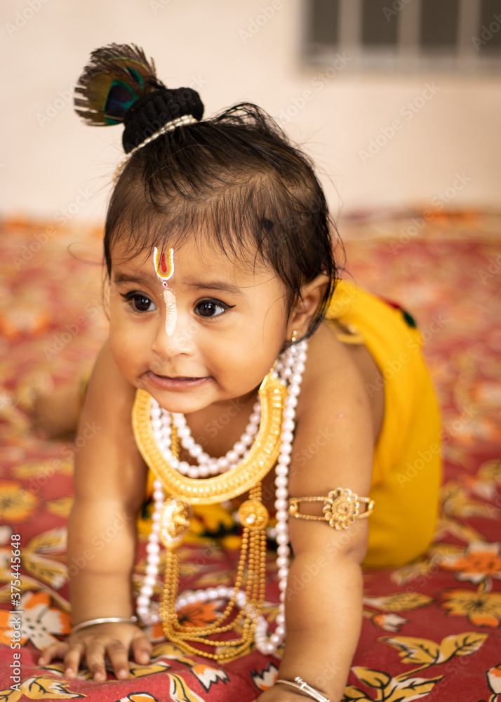 Cute baby dressed up like lord krishna/gopal in the occasion of ...