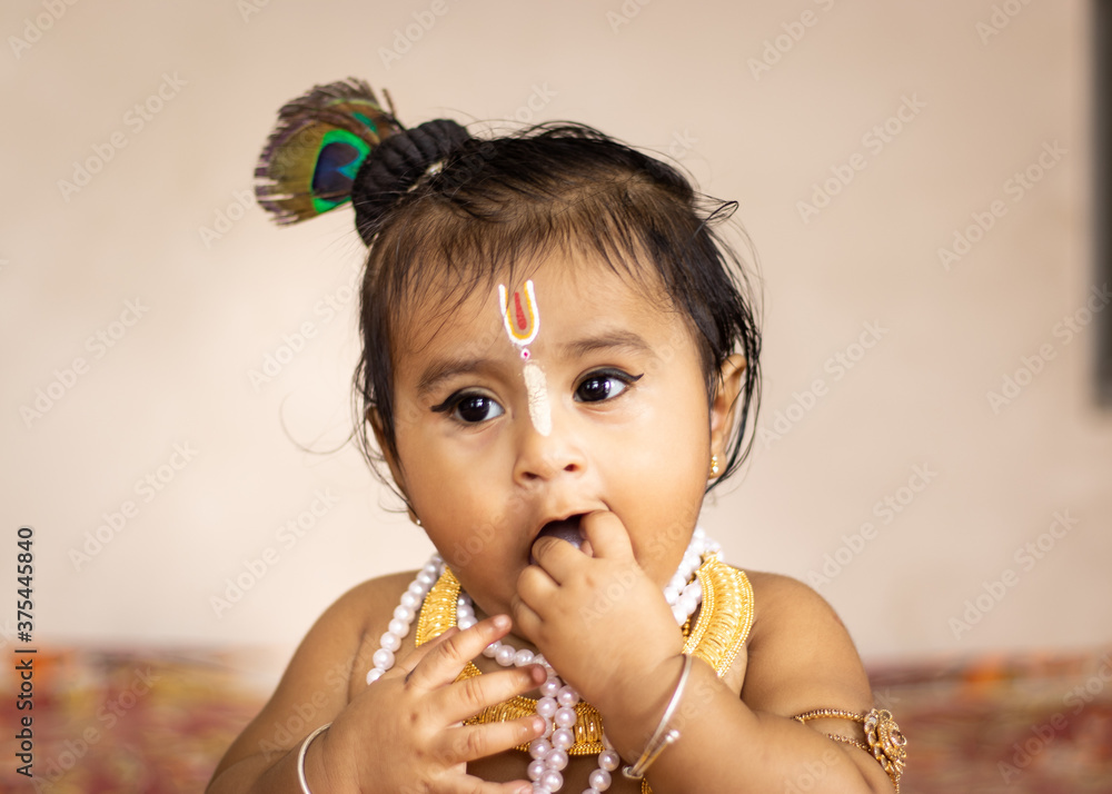 Cute baby dressed up like lord krishna/gopal in the occasion of ...