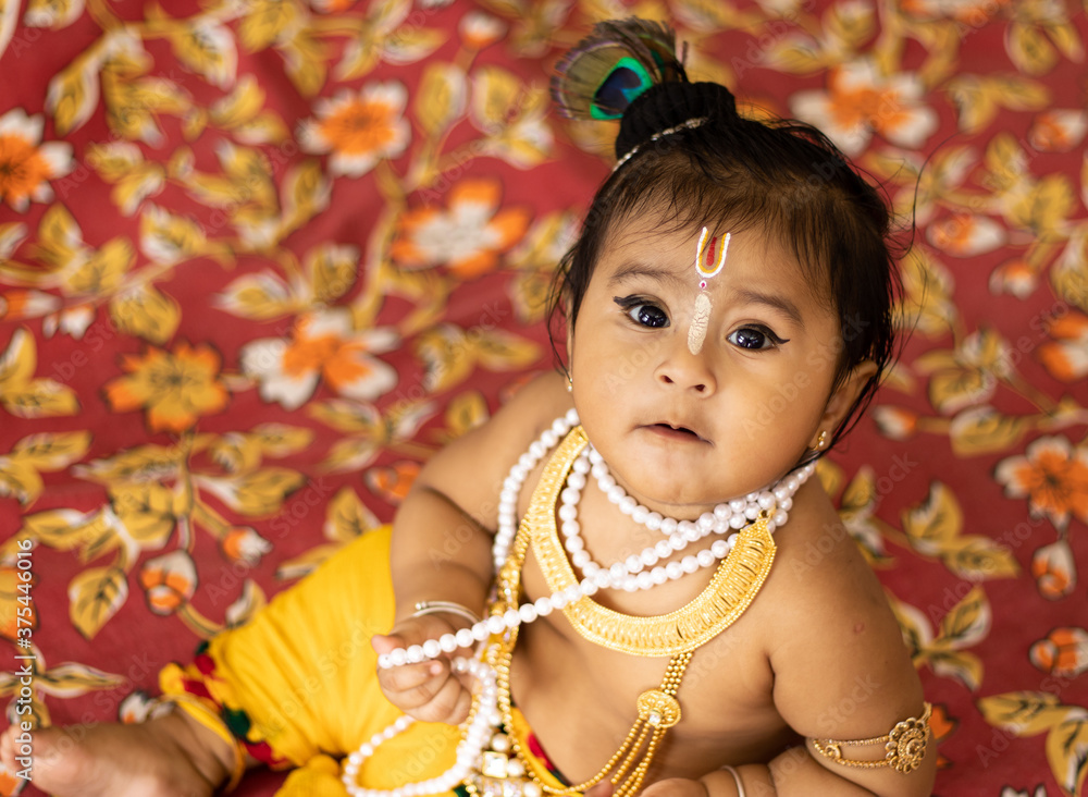 Cute baby dressed up like lord krishna/gopal in the occasion of ...