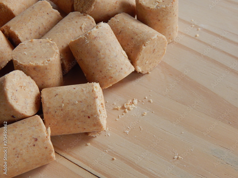 Typical Brazilian candy called "Pacoca" or "Pacoquinha". Sweet food of ...