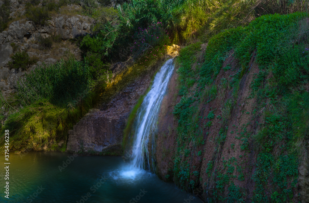 Waterfall, small waterfall in the area of Valencia, Spain. Stock Photo ...