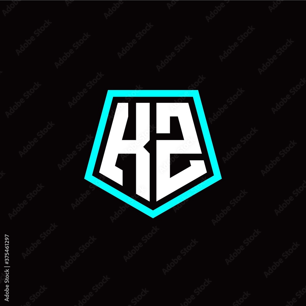 Initial K Z letter with polygon modern style logo template vector Stock ...