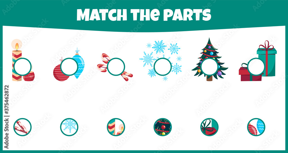 Educational game. Match the parts. Worksheet for education. Mini-game ...