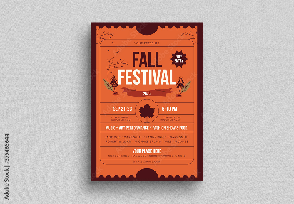 Autumn Festival Flyer Layout Stock Template | Adobe Stock