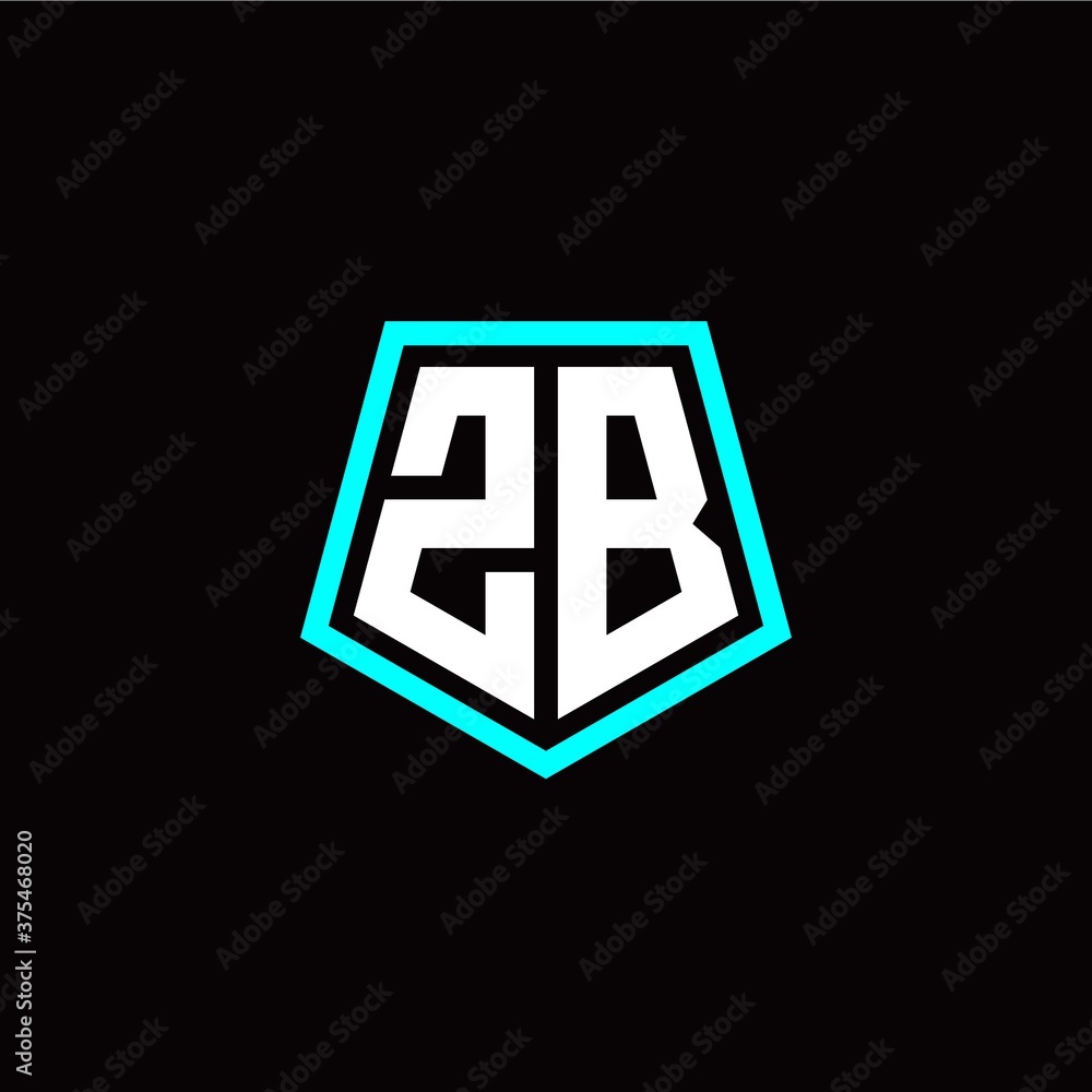 Initial Z B letter with polygon modern style logo template vector Stock ...