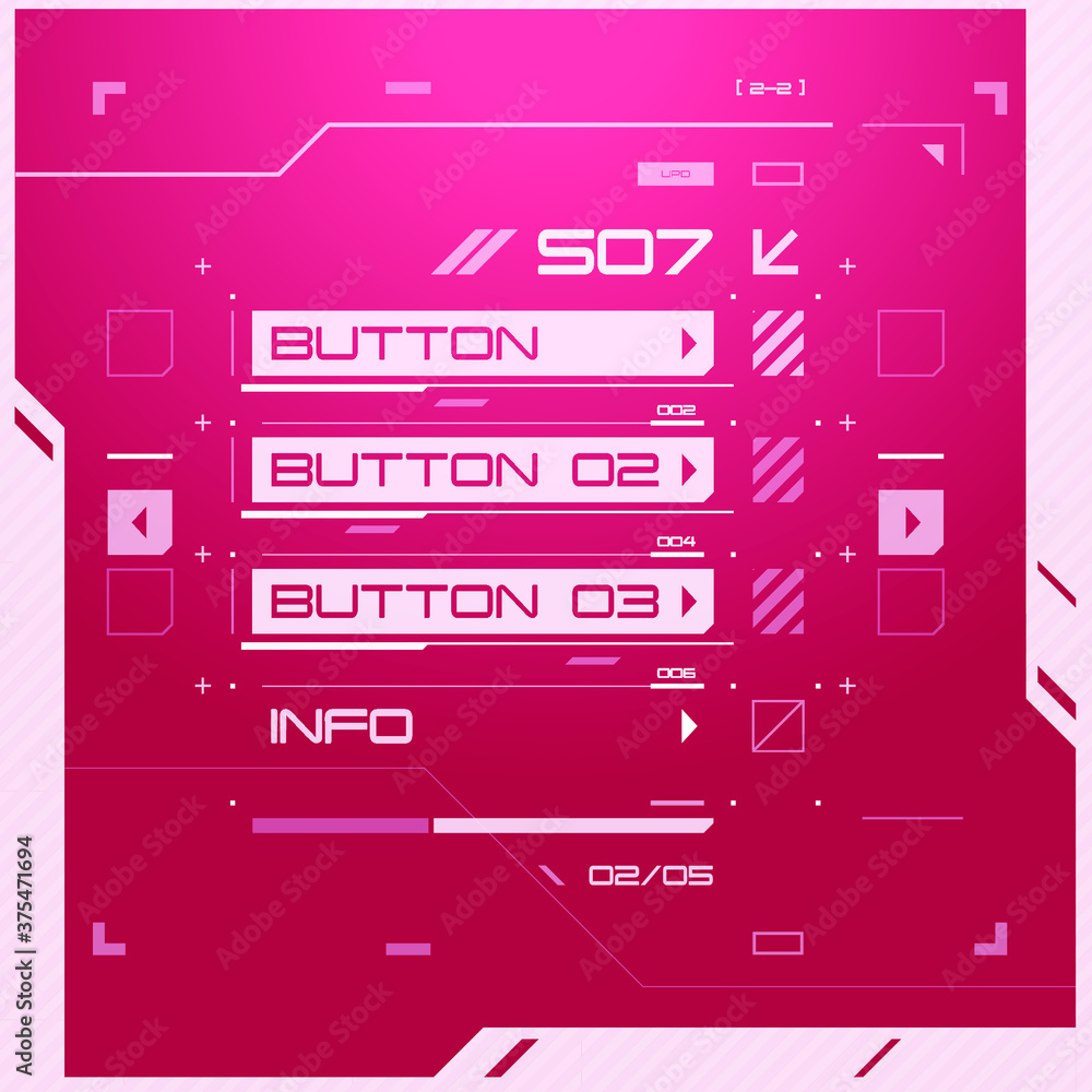 FUI / UI - Sci-fi Cyberpunk style Game Menu interface and buttons ...