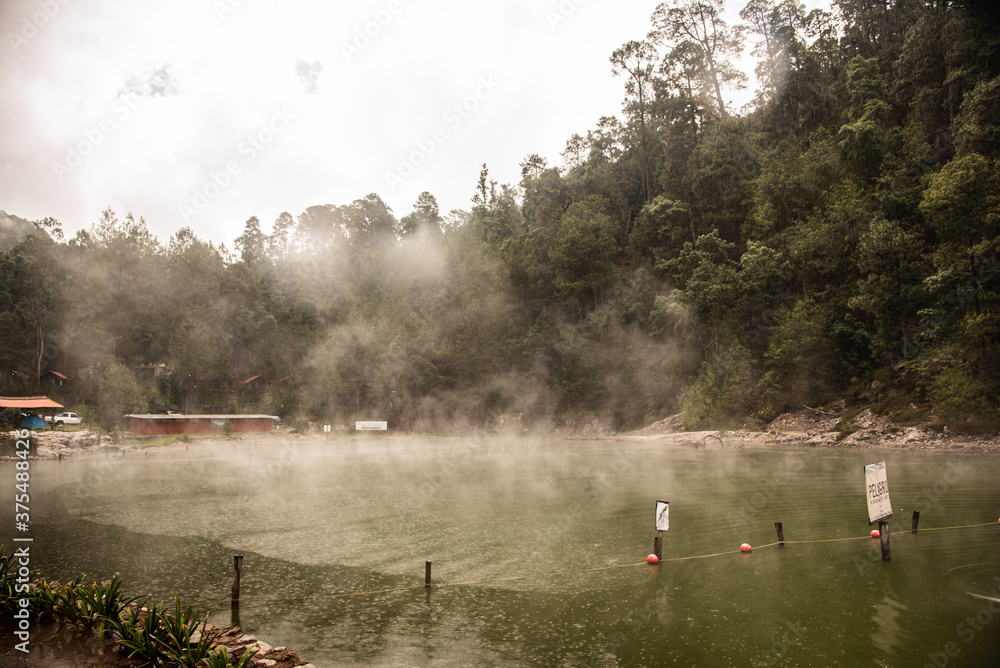 Día frío en el bosque de los Azufres, aguas termales en Michoacan ...