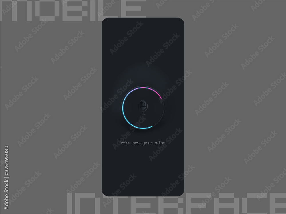 Microphone neumorphic design kit with neumorphism style. App UI, UX ...