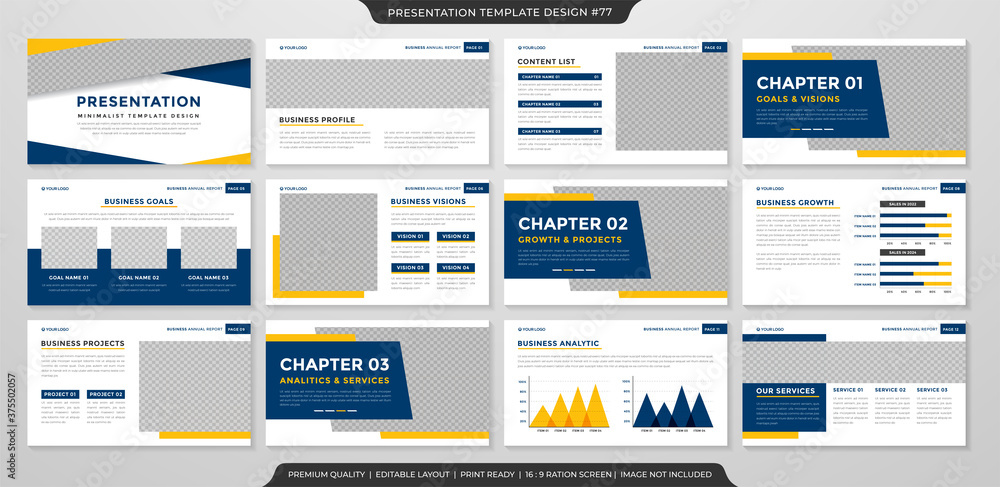 set of corporate presentation template design with minimalist concept ...