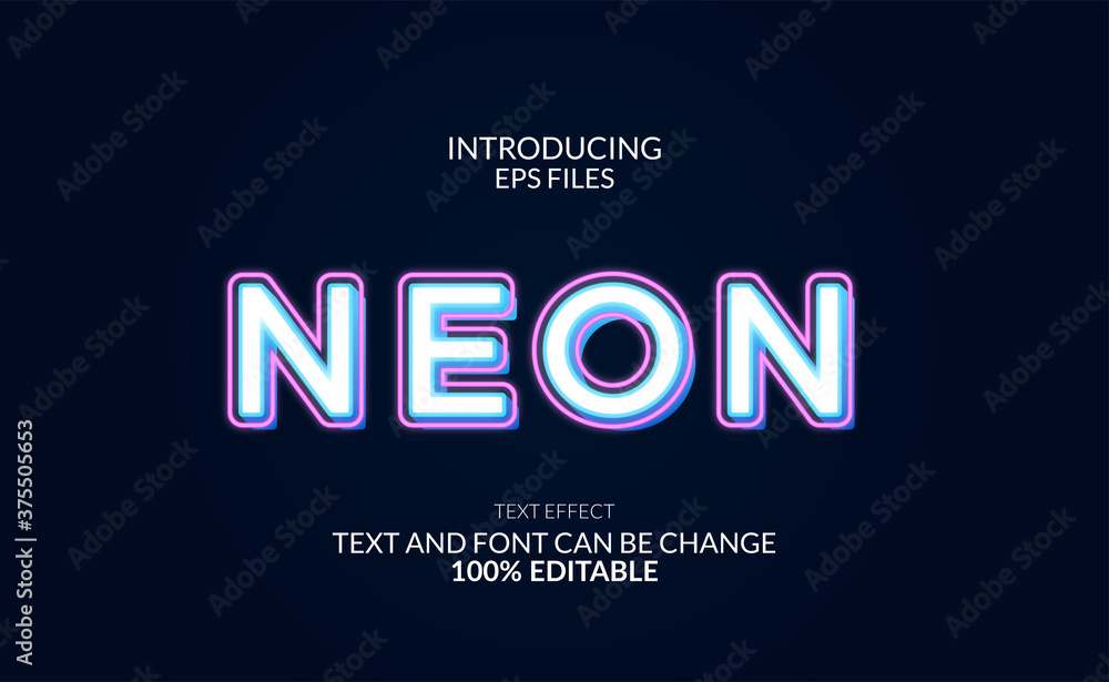 glow neon font effect. editable font and text. pink outline and white ...