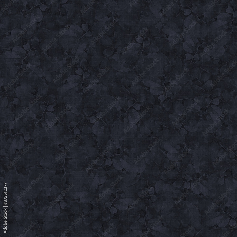 Dark moody almost black leaf seamless pattern. High quality ...