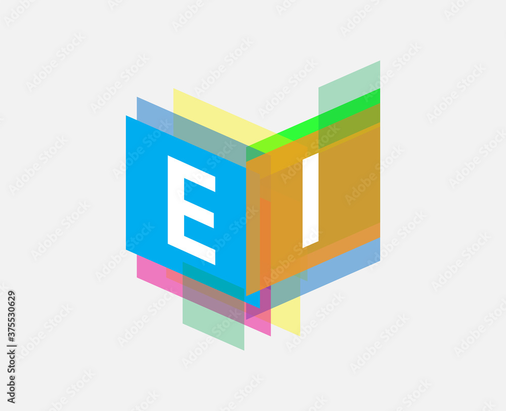 Letter EI logo with colorful geometric shape, letter combination logo ...