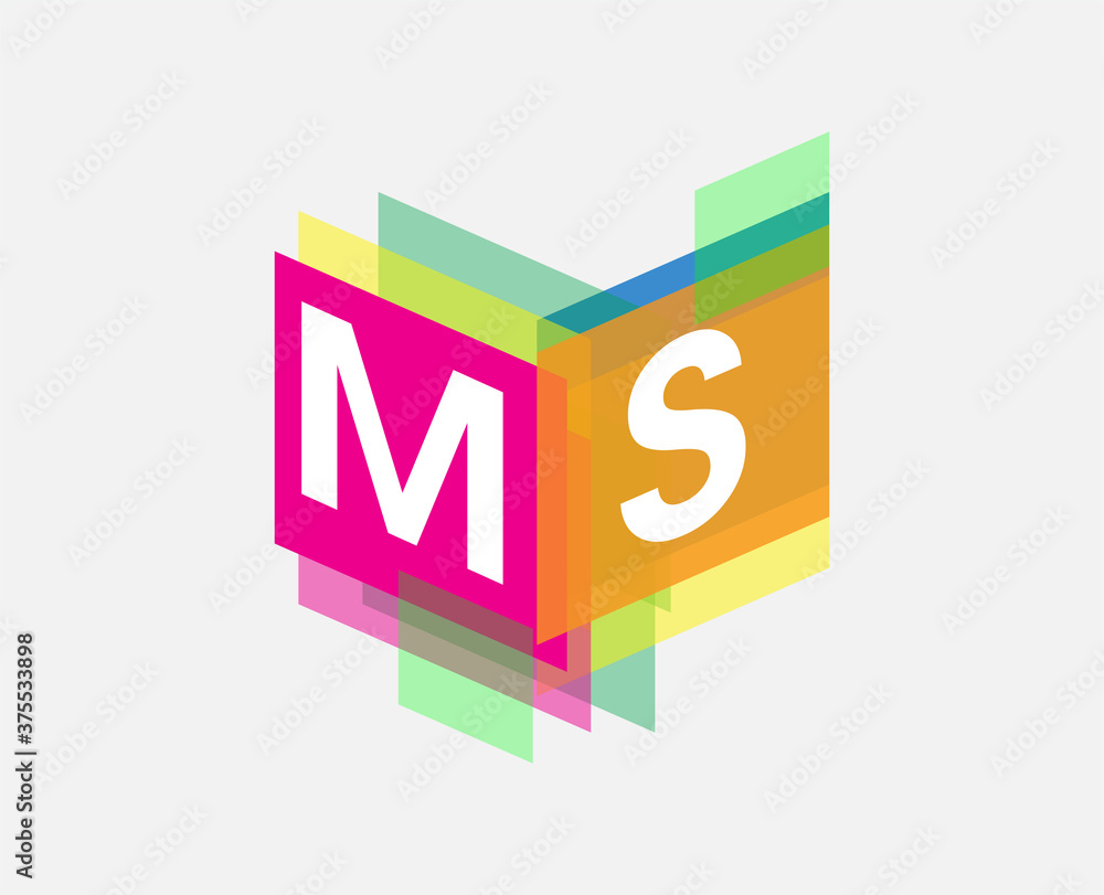 Letter MS logo with colorful geometric shape, letter combination logo design for creative ...