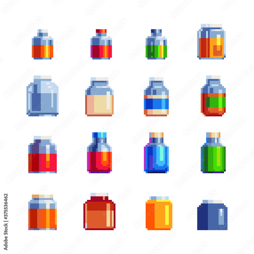 Vecteur Stock Liquid bottle iconы set. Isolated vector illustration ...