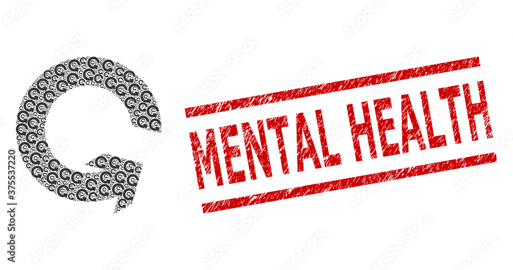 Recursion collage rotate ccw and Mental Health rubber stamp seal ... Recursion collage rotate ccw and Mental Health rubber stamp seal ...