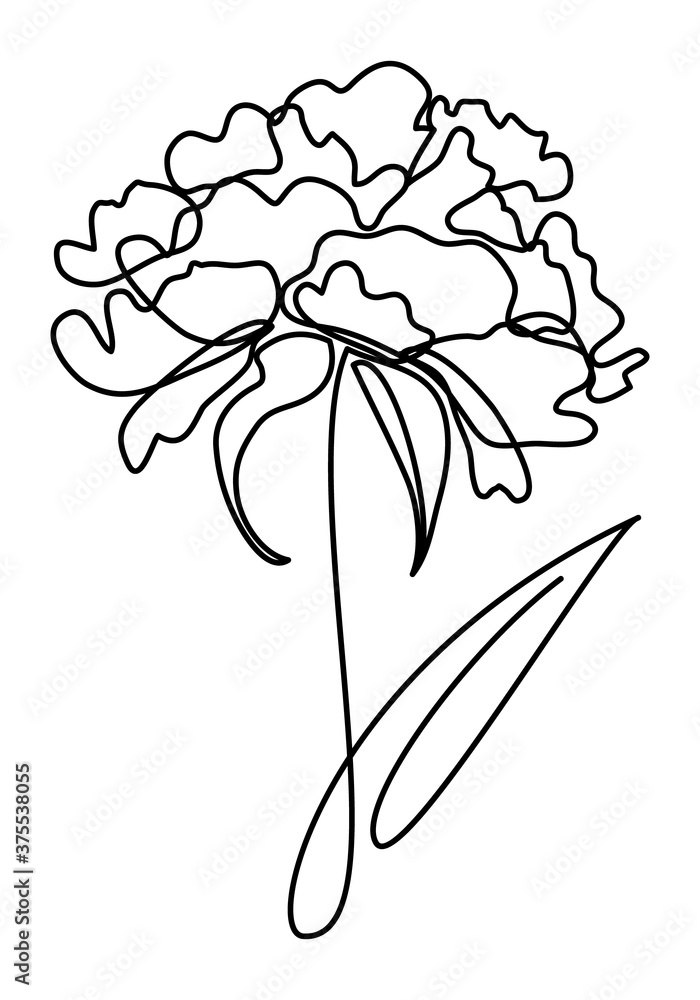 Peony flower line art. Minimalist contour drawing. One line artwork ...