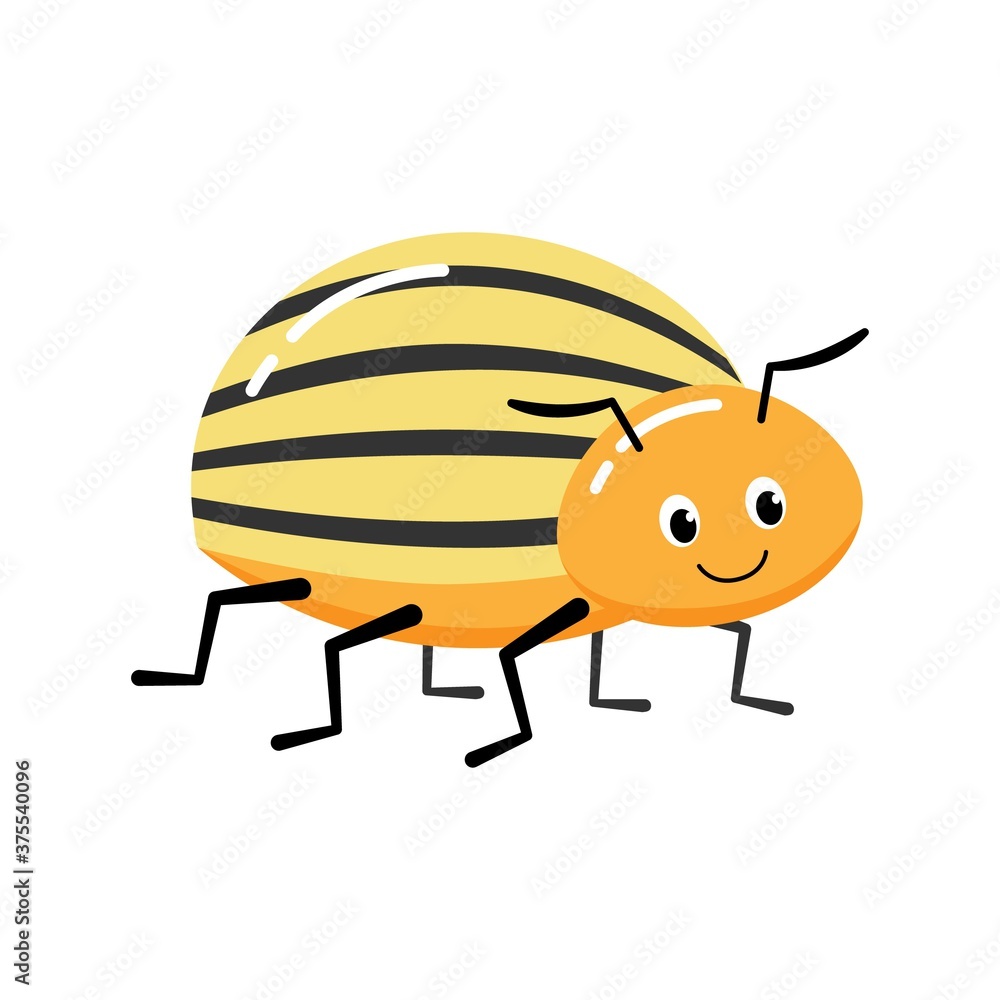 Cartoon colorado potato beetle. Colorful book page design for kids and ...