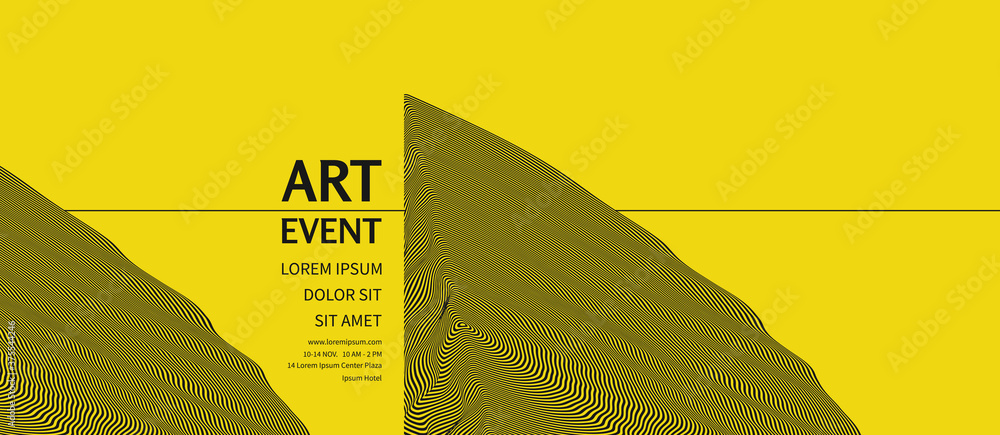 Art event invitation template. Background with optical illusion ...