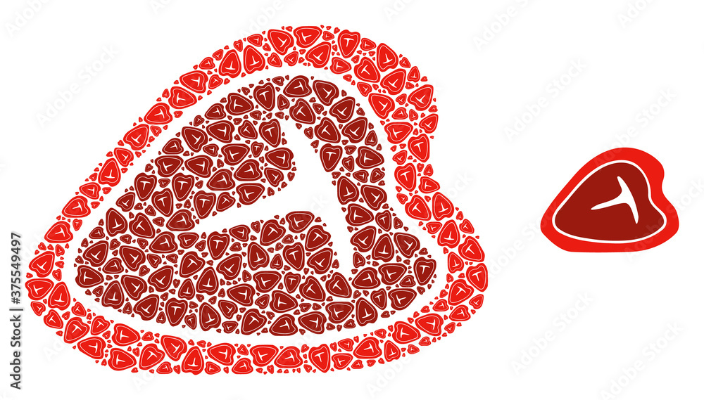 Vector T-bone beef steak composition is made from randomized self T ...