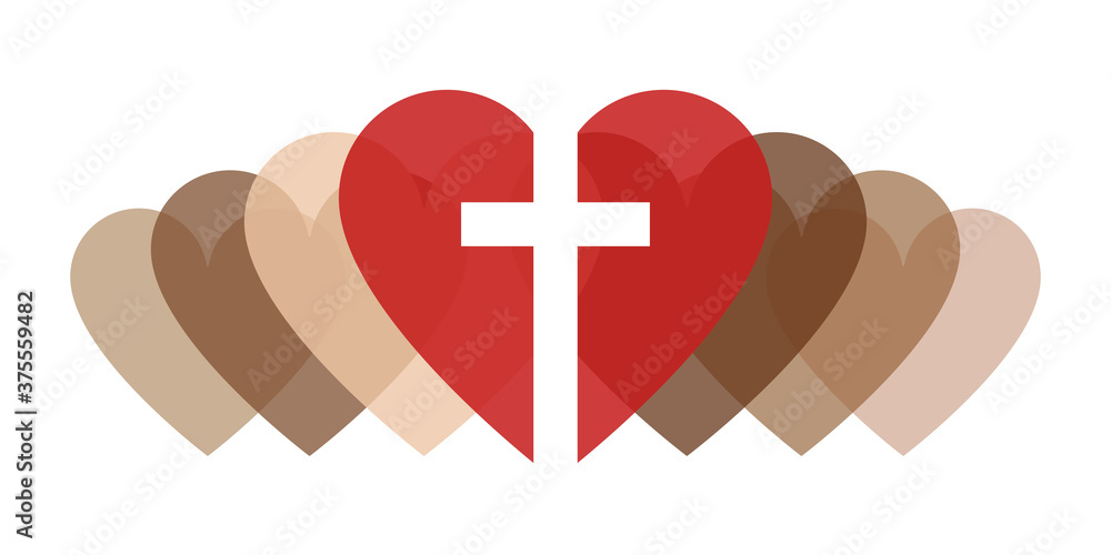 Christian love for diversity of all lives banner. Anti-racism cross ...