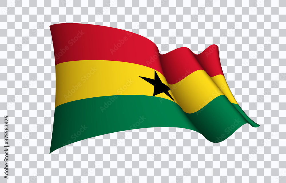 Ghana flag state symbol isolated on background national banner ...