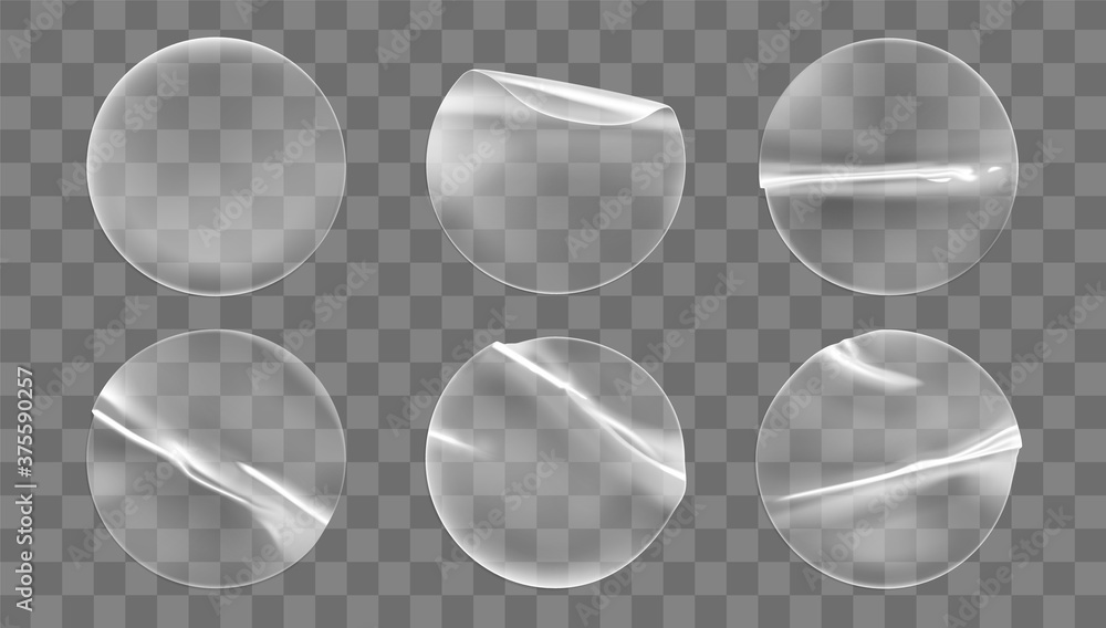 Transparent round adhesive stickers mock up set isolated on transparent ...