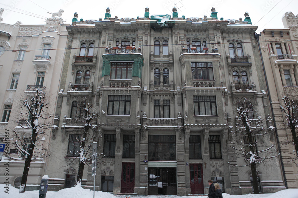 Art nouveau house on Alberta street, 2 Riga city, Latvia, Europe. Old ...