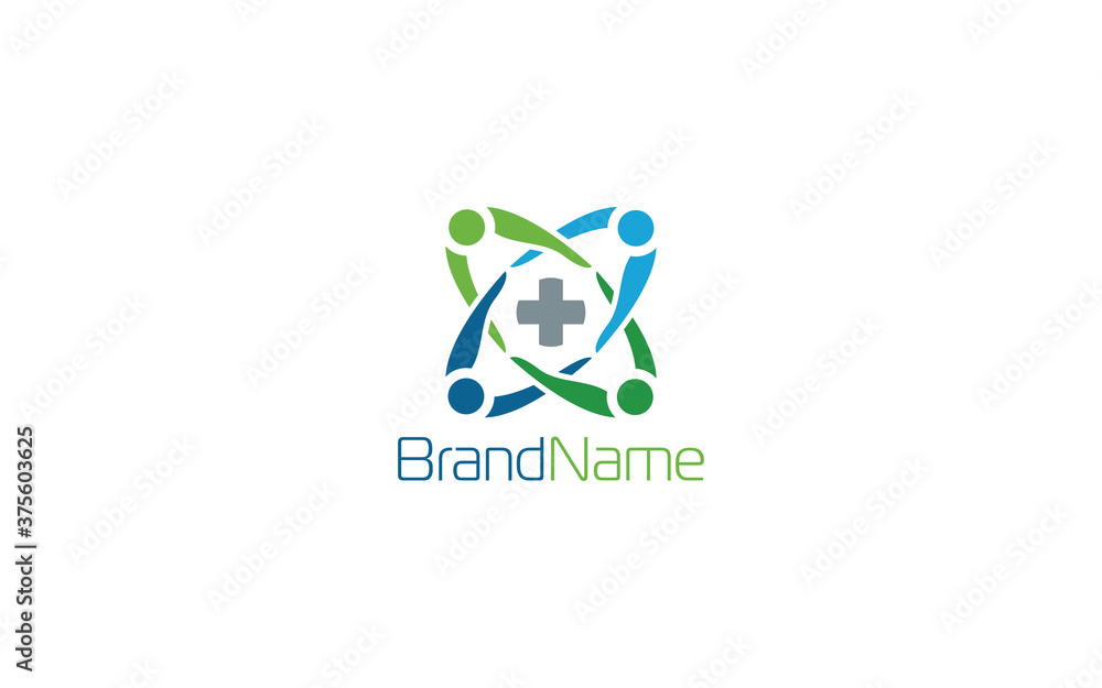 Medical logo formed teamwork symbol in blue and green color Stock ...