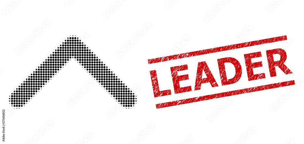 Direction up halftone dotted vector and Leader rubber seal. Seal ...