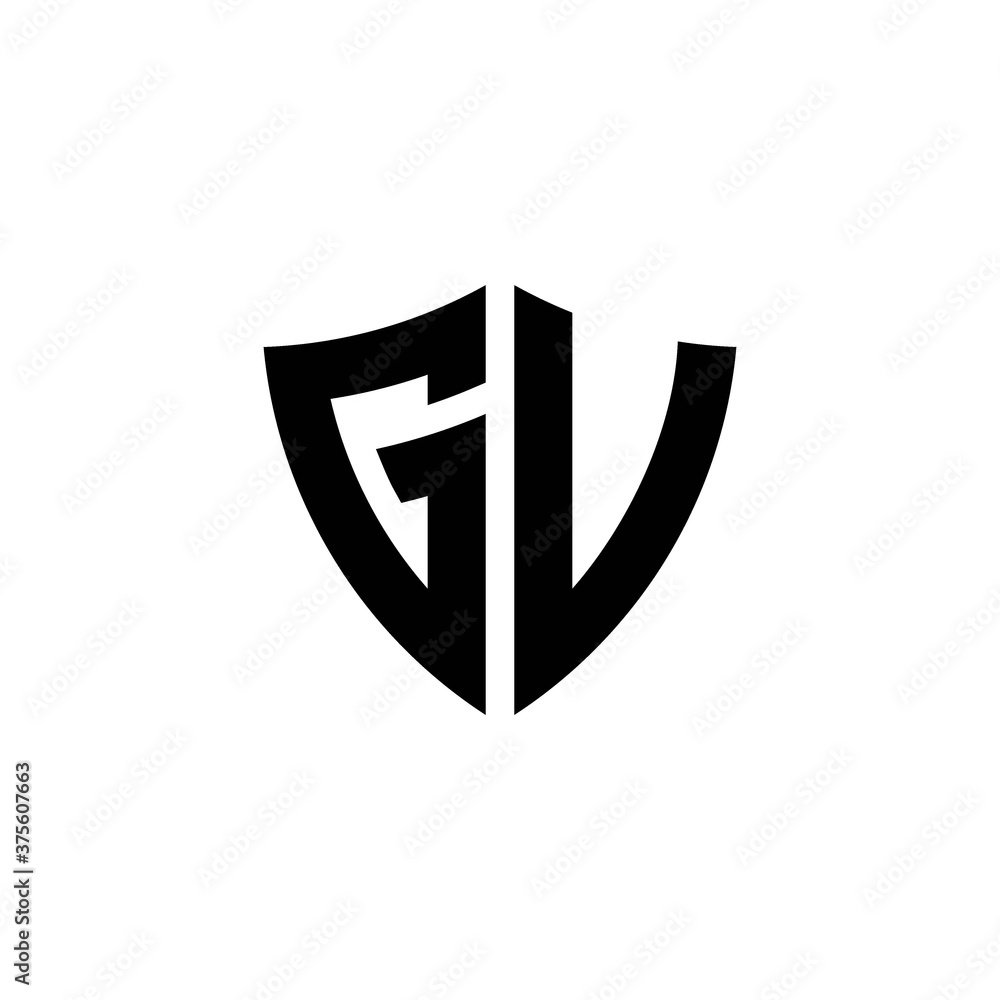 GV monogram logo with shield shape design template Stock Vector | Adobe ...