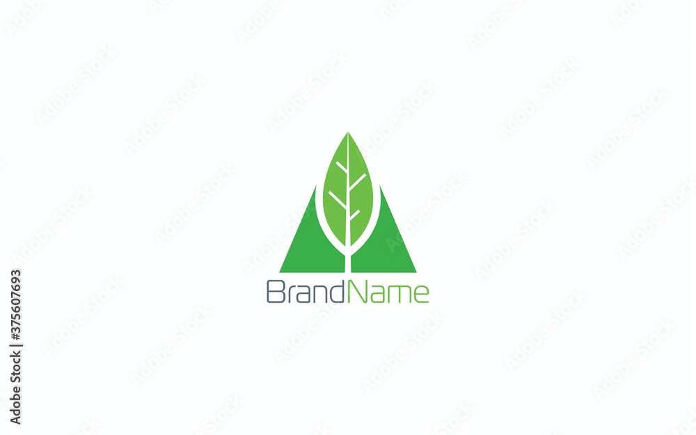 Triangle logo forms leaf symbol with green color Stock Vector | Adobe Stock