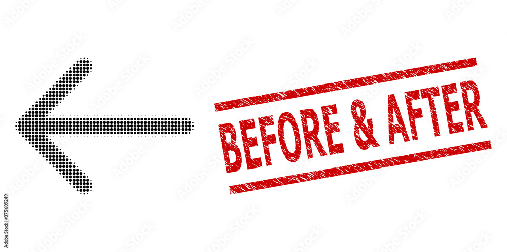 Arrow left halftone dotted vector and Before & After corroded stamp ...