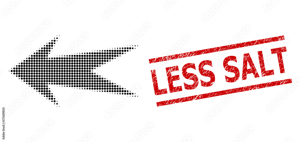 Arrow left halftone dotted vector and Less Salt rubber stamp seal ...